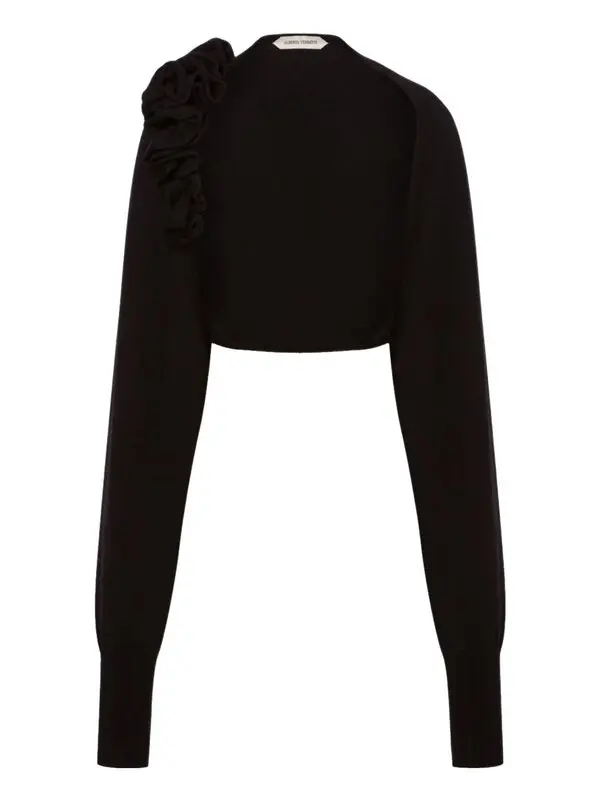 Alberta Ferretti Bolero In Merino Wool, Silk, And Cashmere - Black