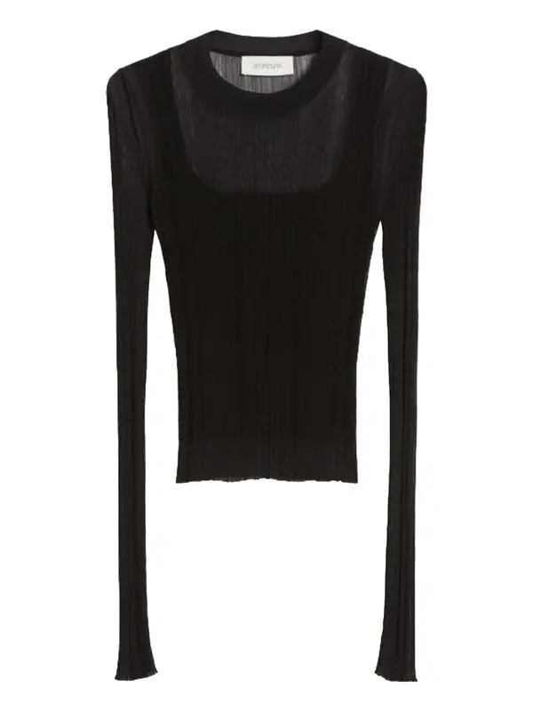 Sportmax Long-sleeved Knitted Shirt - Black