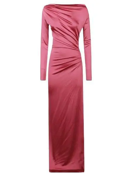 Victoria Beckham Off-shoulder Draped Satin Gown - Red