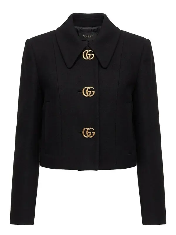 Gucci Double G Button Crêpe Jacket - Black