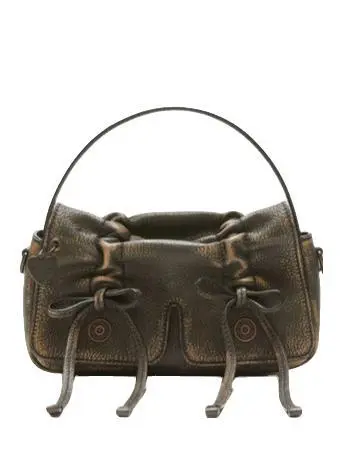 Acne Studios Multipocket Knot Detailed Micro Tote Bag - Dark Brown/beige