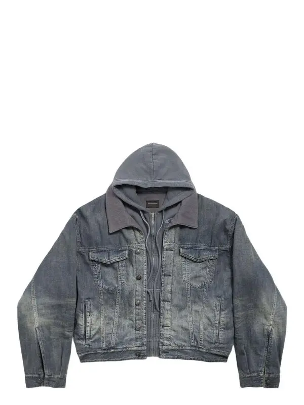 Balenciaga Layered Denim Jacket With Trompe L'oeil Effect - Blue