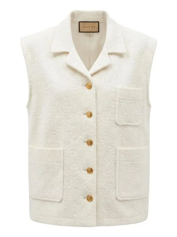 Gucci Gg Cotton Jersey Gilet - Ivory White