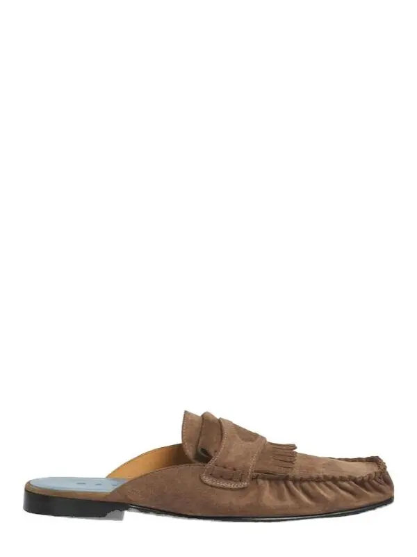 Marni Fringe Trim Sabots - Brown