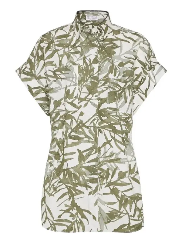 Brunello Cucinelli Leaf Print Short-sleeve Shirt - White