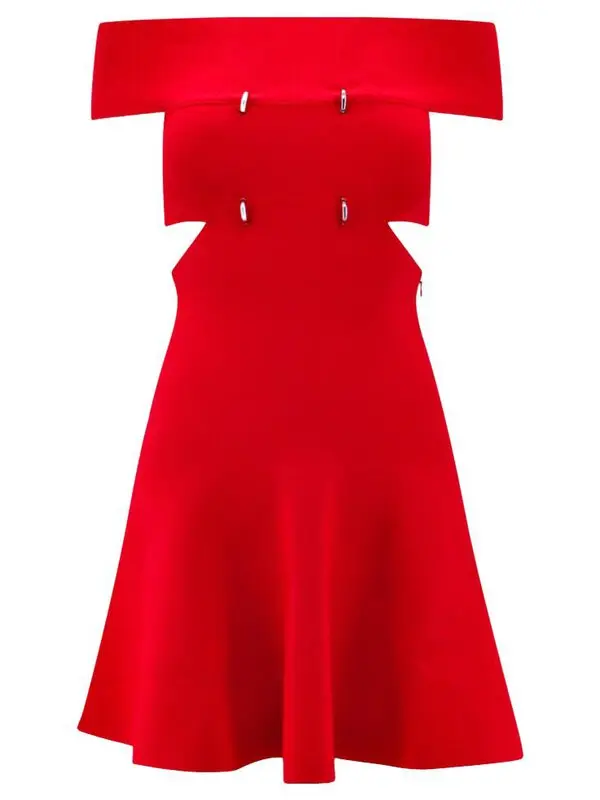 Alexander McQueen Cut-out Off-shoulder Mini Dress - Red