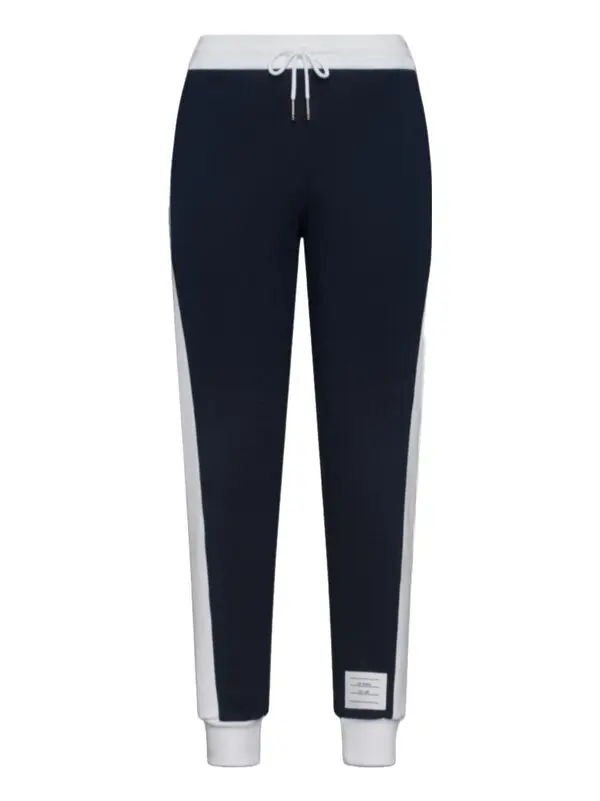 Thom Browne 4-bar Stripe Drawstring Track Pants With Silver-toned Ankle Strap - Blue