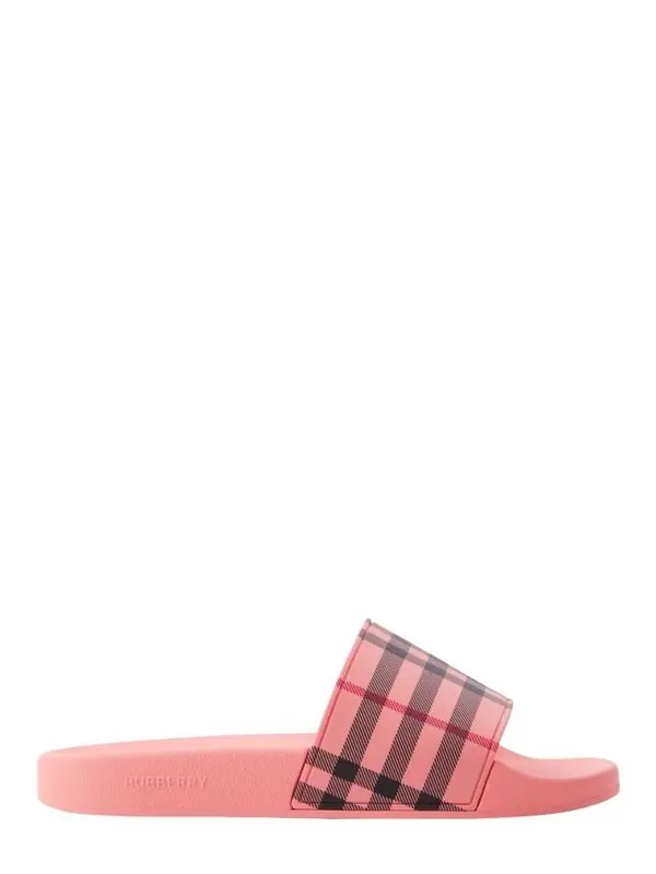 Burberry Check-print Flat Slides - Pink