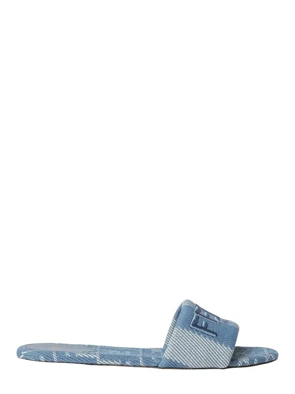 Fendi Sunshine Denim-effect Jacquard Slides - Light Blue