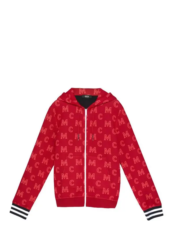 Mcm Logo Hooded Casual Jacket - Red