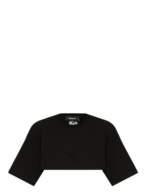 Dsquared2 Logo Embossed Cropped T-shirt - Black