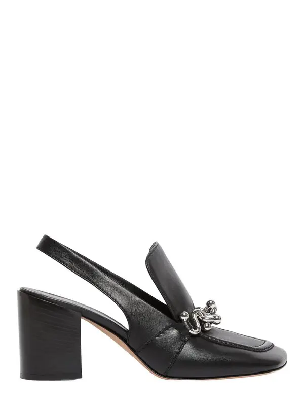 Sportmax Square-toe Heeled Slingback Pumps With Chain Detail - Black
