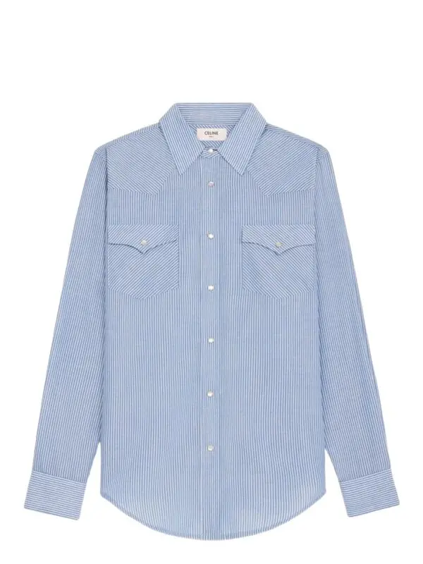 Celine Long Sleeve Shirt - White/blue