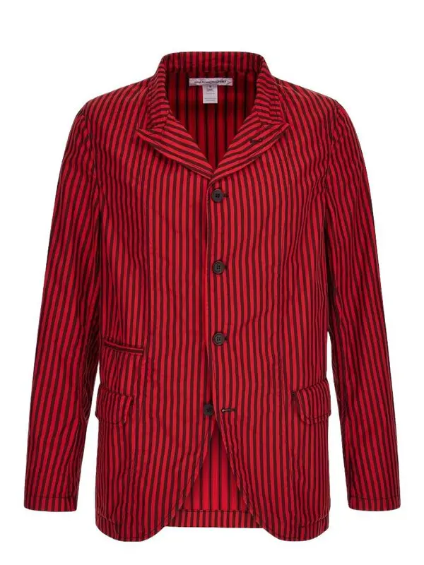 Comme Des Garçons Striped Buttoned Blazer - Red