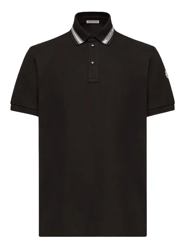 Moncler Logo-trim Polo Shirt - Black