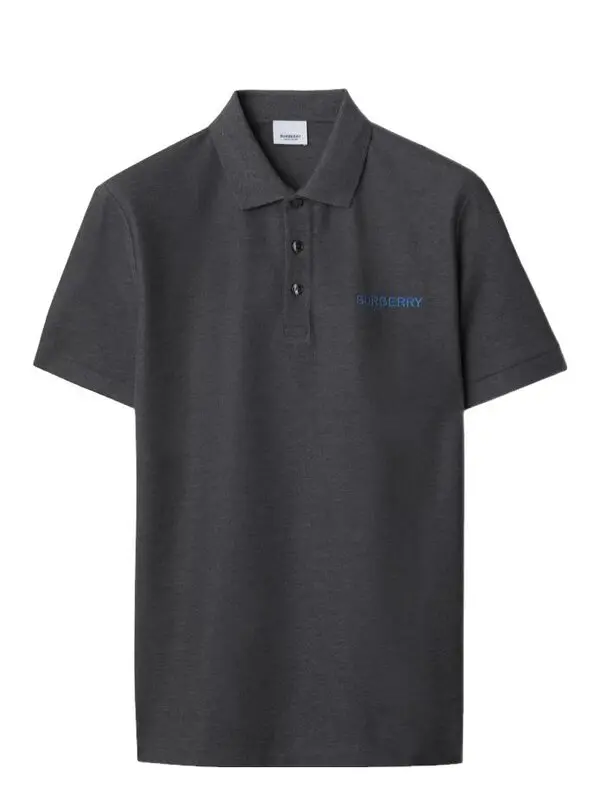 Burberry Polo Shirt With Lapel Short Sleeve - Gray