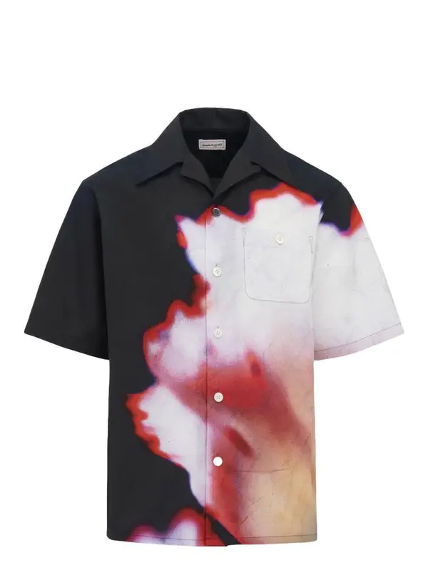 Alexander McQueen Floral Printed Short-sleeved Shirt - Black