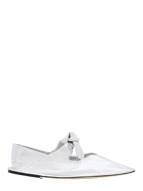 Hereu Metallic Ballerina Flats - Silver