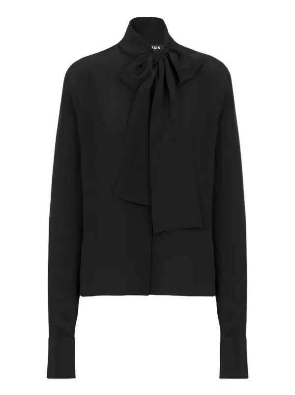 Balmain Crepe Shirt With Bow Detail - Black