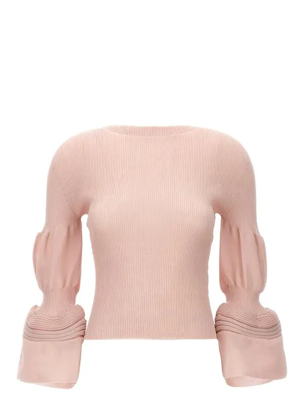 Issey Miyake Puff Sleeve Knit Top - Nude