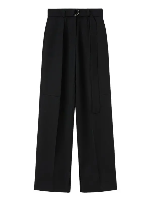JIL SANDER Belted High-waist Wide-leg Trousers - Black