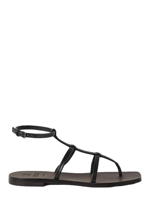 Brunello Cucinelli Embellished Strappy Sandals - Black