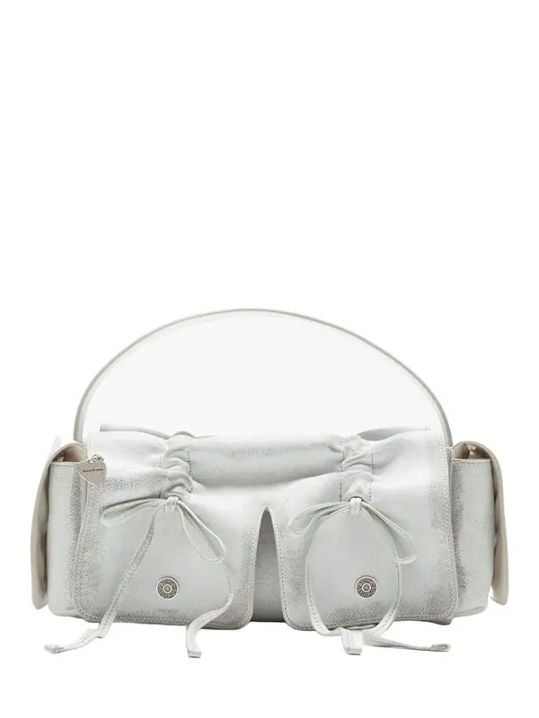 Acne Studios Brushed Leather Pocket Top Handle Bag - White/grey