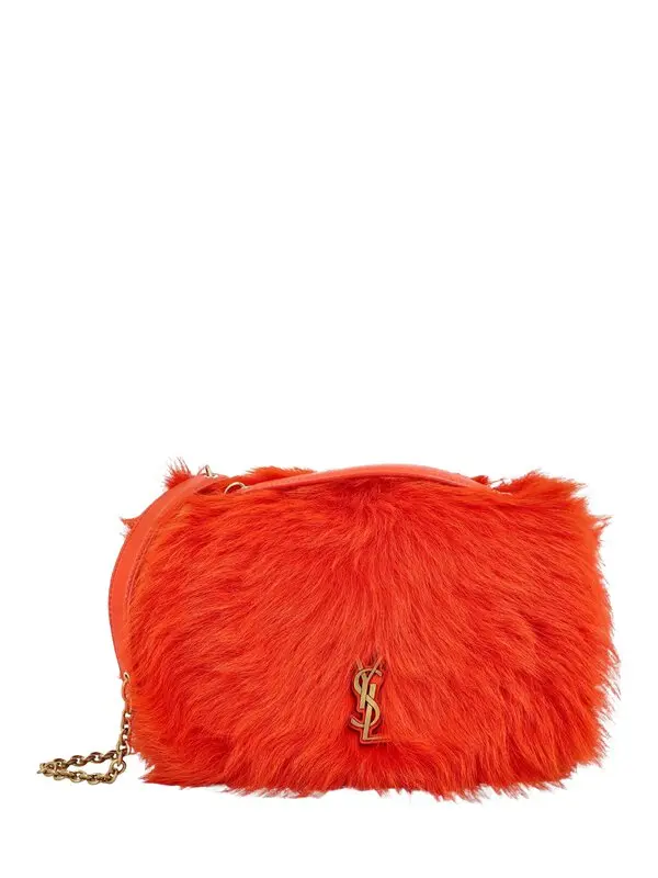 Saint Laurent Logo Plaque Foldover Shoulder Bag - Red