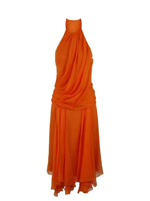 Alberta Ferretti Logo Dress With High Neck And Back Zipper - Red