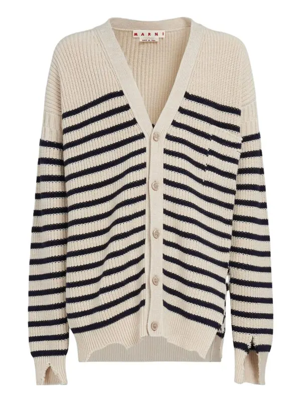 Marni Striped Knit Cardigan - Nude