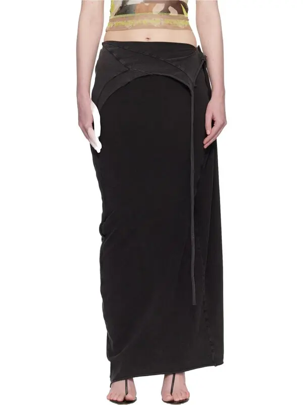 Ottolinger Draped Slit Maxi Skirt - Black