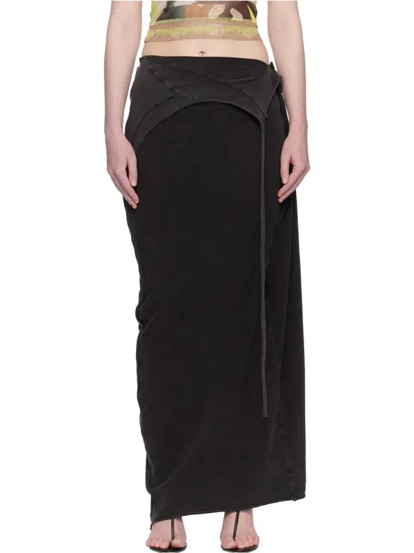 Ottolinger Draped Slit Maxi Skirt - Black