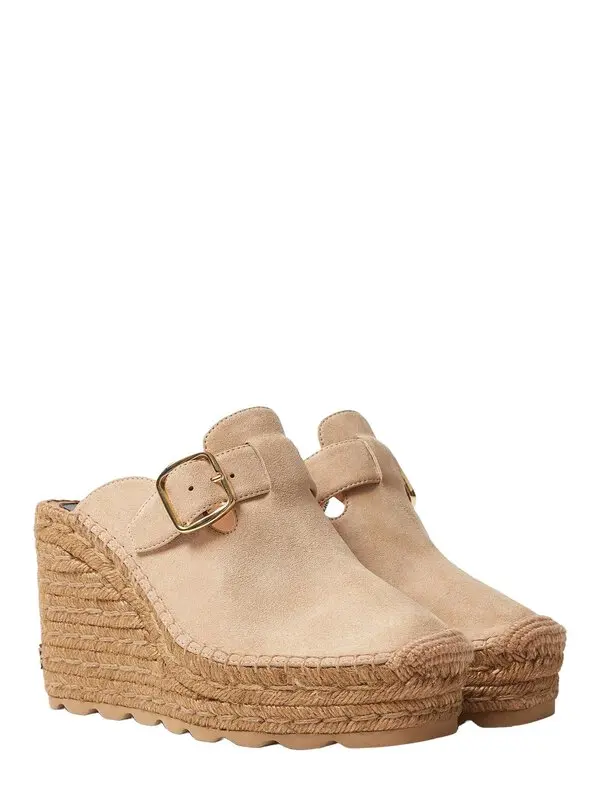 Stella McCartney Gaia Clogs With Jute Wedge And Serrated Sole - Nude