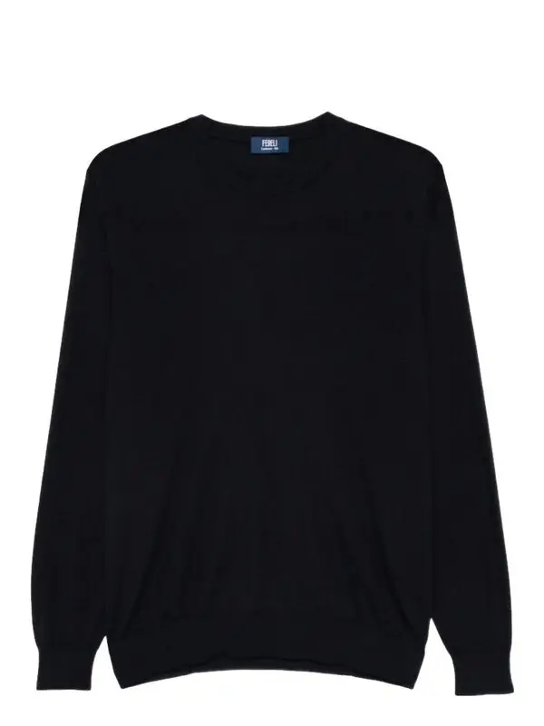 Fedeli Crew Neck Long Sleeve Knitwear - Black
