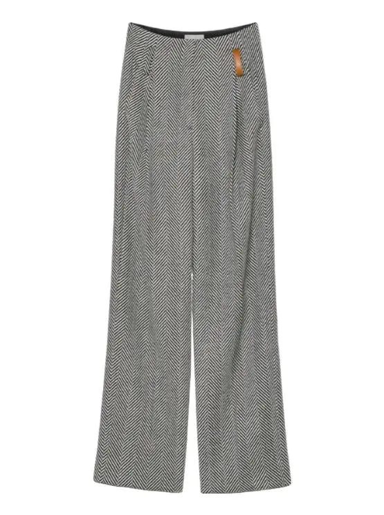 FORTE_FORTE Chevron Patterned Wool High-rise Trousers - Grey