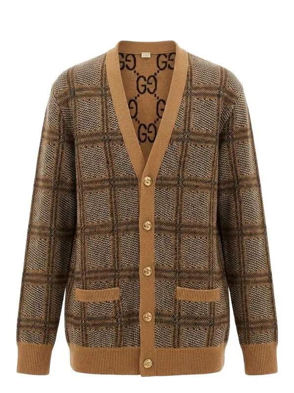 Gucci Reversible Jacquard Cardigan - Brown