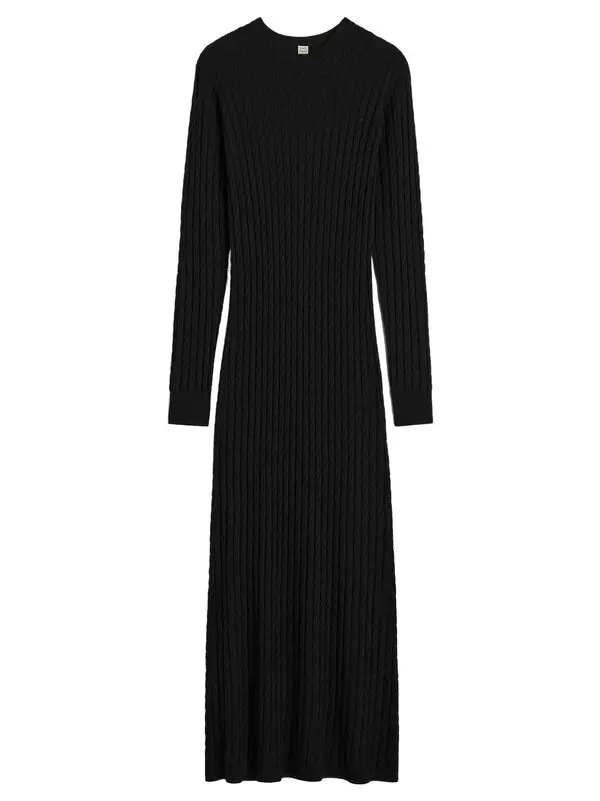 TOTEME Long-sleeve Ribbed Maxi Dress - Black