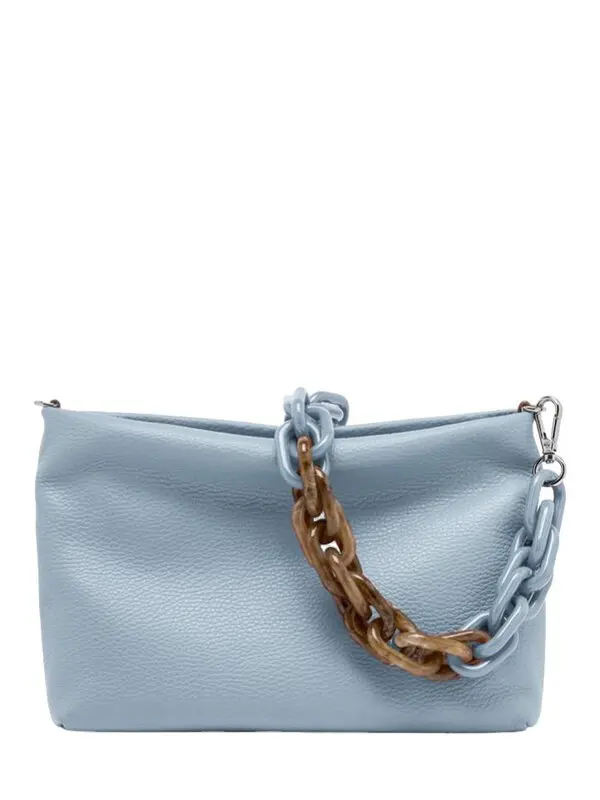 GIANNI CHIARINI Zippered Shoulder Bag With Resin Chain - Sky
