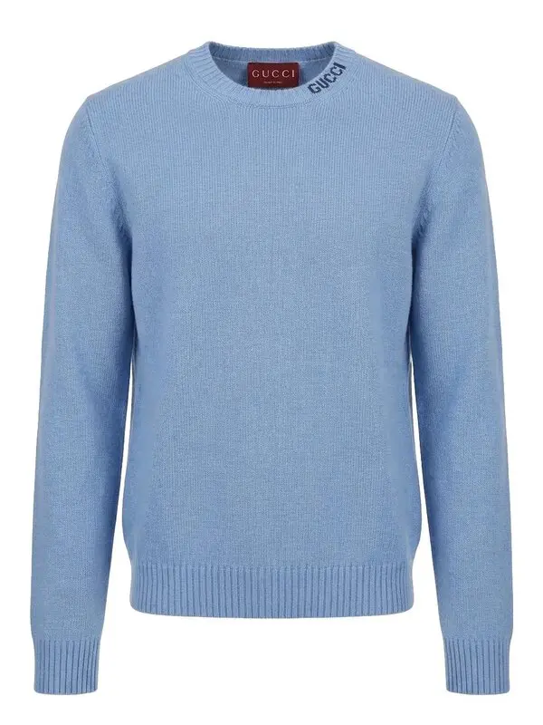Gucci Crew Neck Knit Jumper - Light Blue