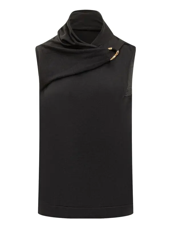 JIL SANDER Sleeveless Knitted Top With Frill Detail - Black