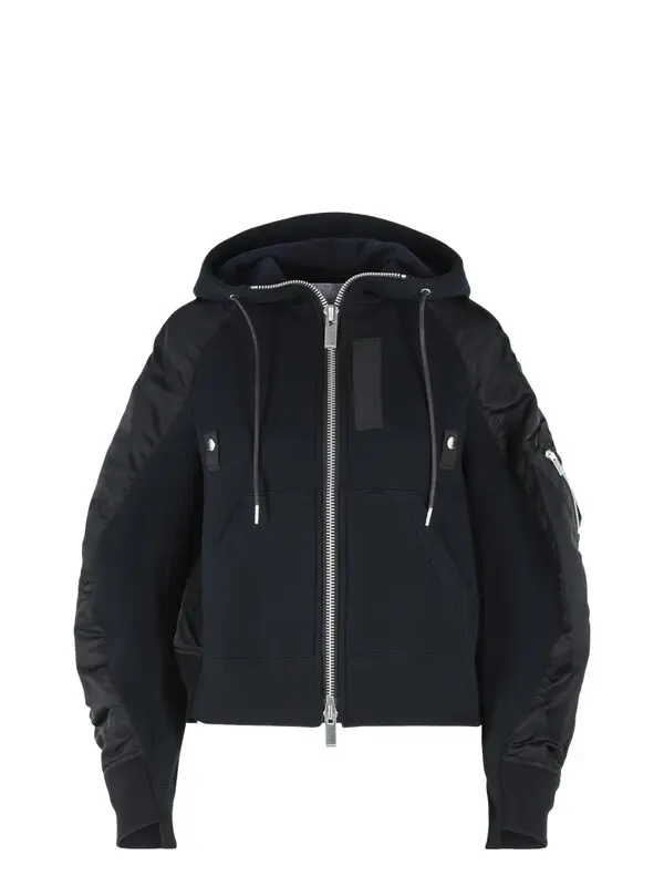 Sacai Zip-up Panelled Hoodie - Black