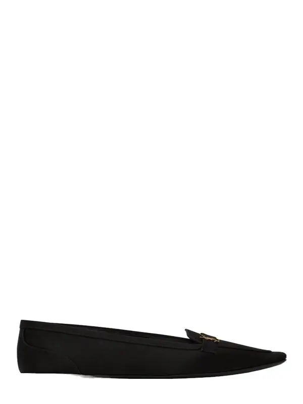 Saint Laurent Logo Plaque Slip-on Flats - Black