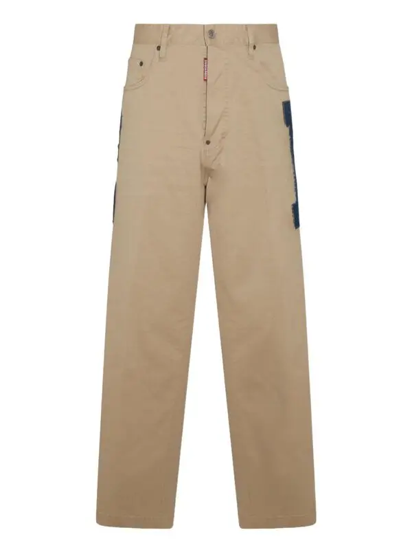 Dsquared2 Logo Patch Straight-leg Trousers - Nude