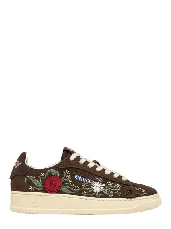 AUTRY Floral Embroidered Lace-up Sneakers - Brown