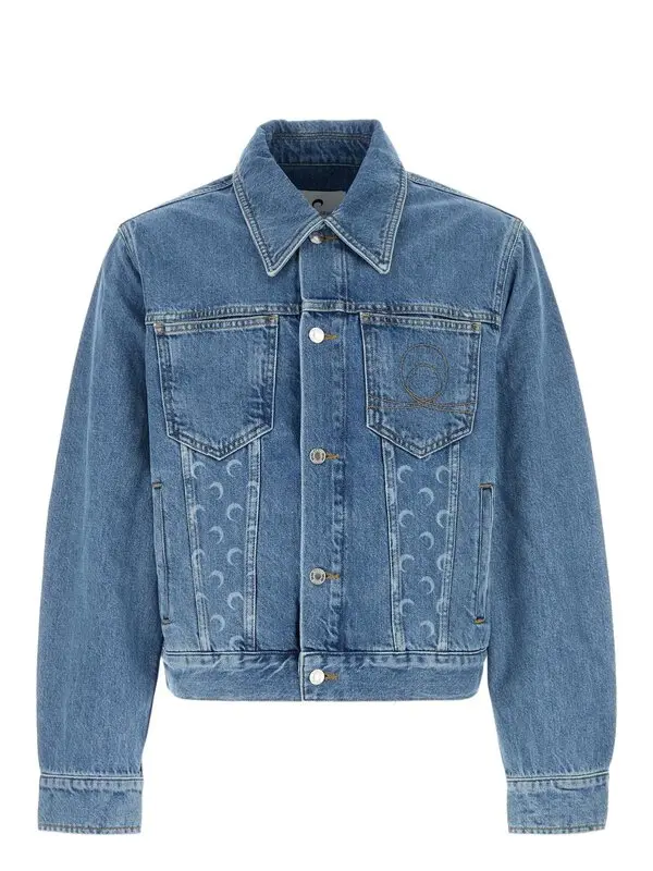 MARINE SERRE Moon Laser Wash Denim Jacket - Blue