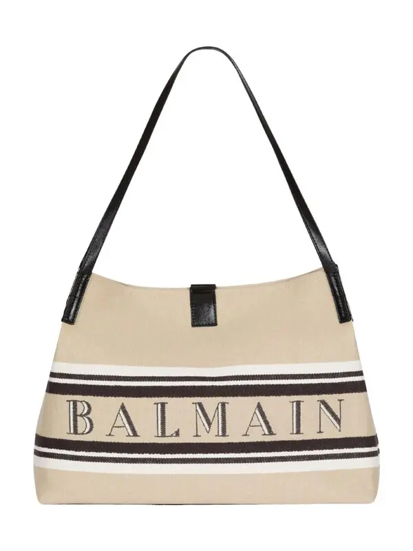 Balmain Logo Shoulder Bag - Beige