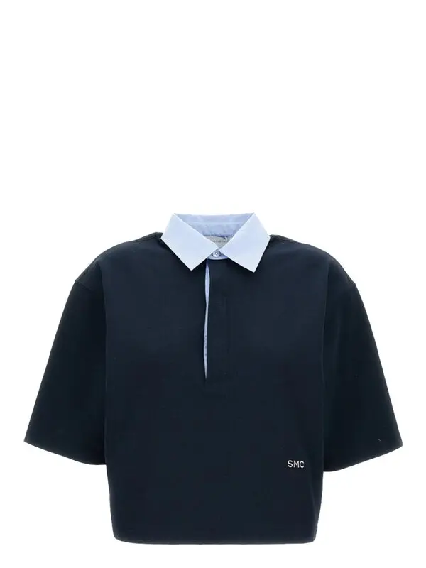 Stella McCartney Cropped Logo Embroidered Polo Shirt - Black