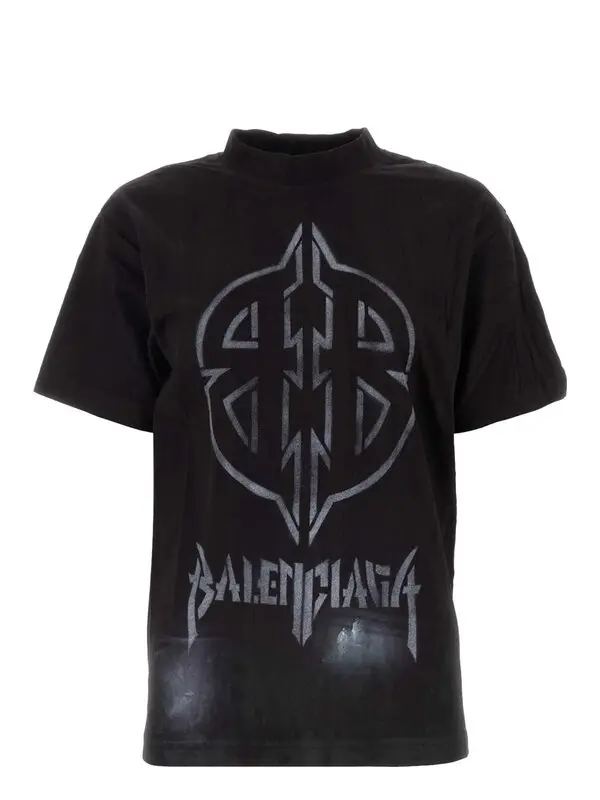 Balenciaga Bb Logo Printed Crewneck T-shirt - Black