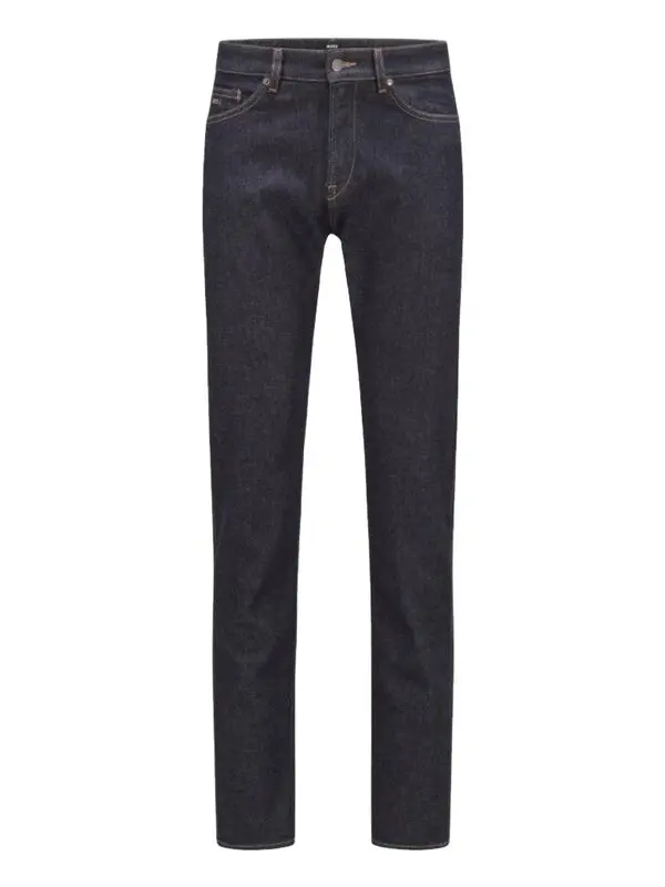 Hugo Boss Straight Leg Jeans With Logo Patch - Black