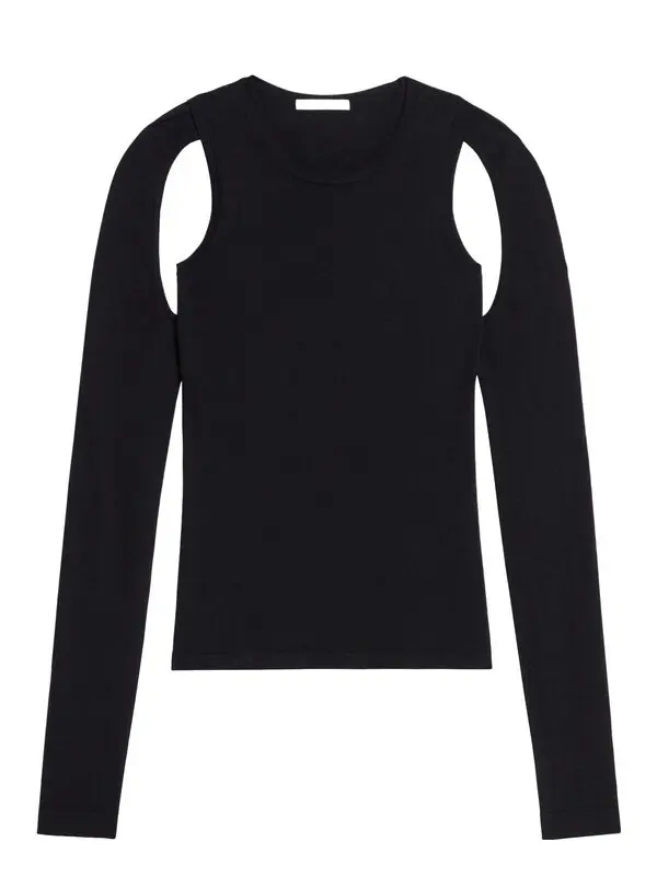 Helmut Lang Cut Out Knitted Jumper - Black